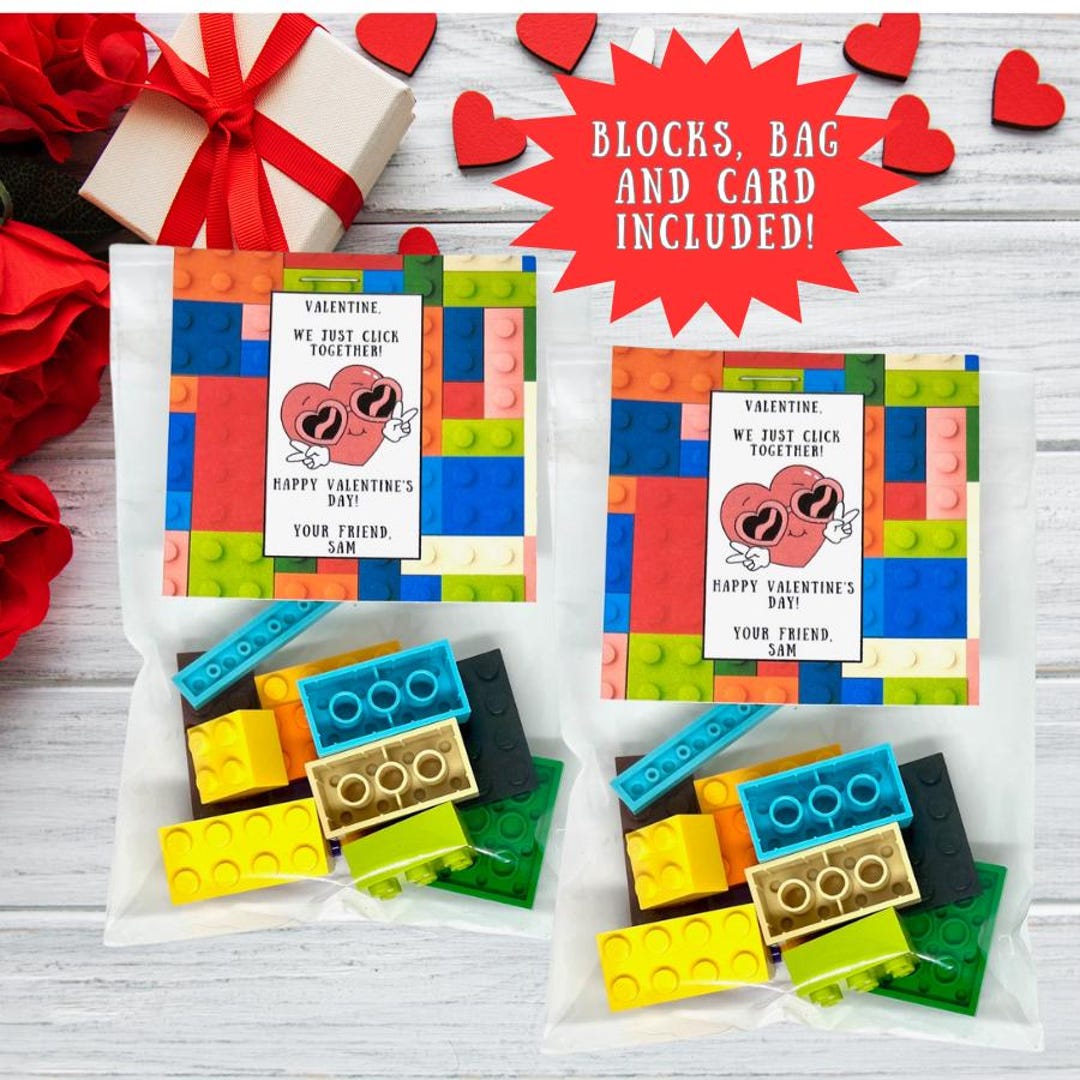 Valentines Day Building Blocks and Card Set - BLOCKS and BAG INCLUDED ...