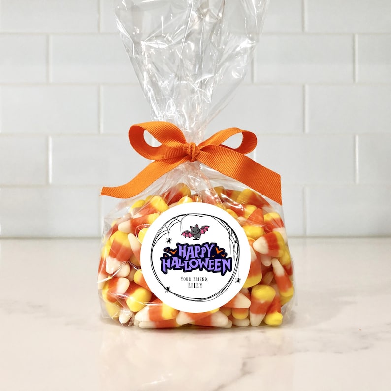 Custom Halloween Party Stickers INCLUDES BAGS, Personalized School ...