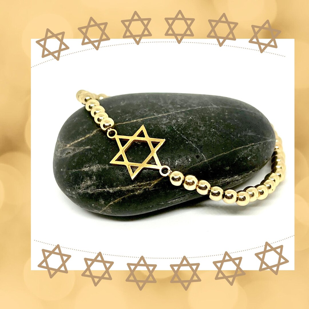 Gold Star of David Bracelet: Beaded Jewish Jewelry - Etsy