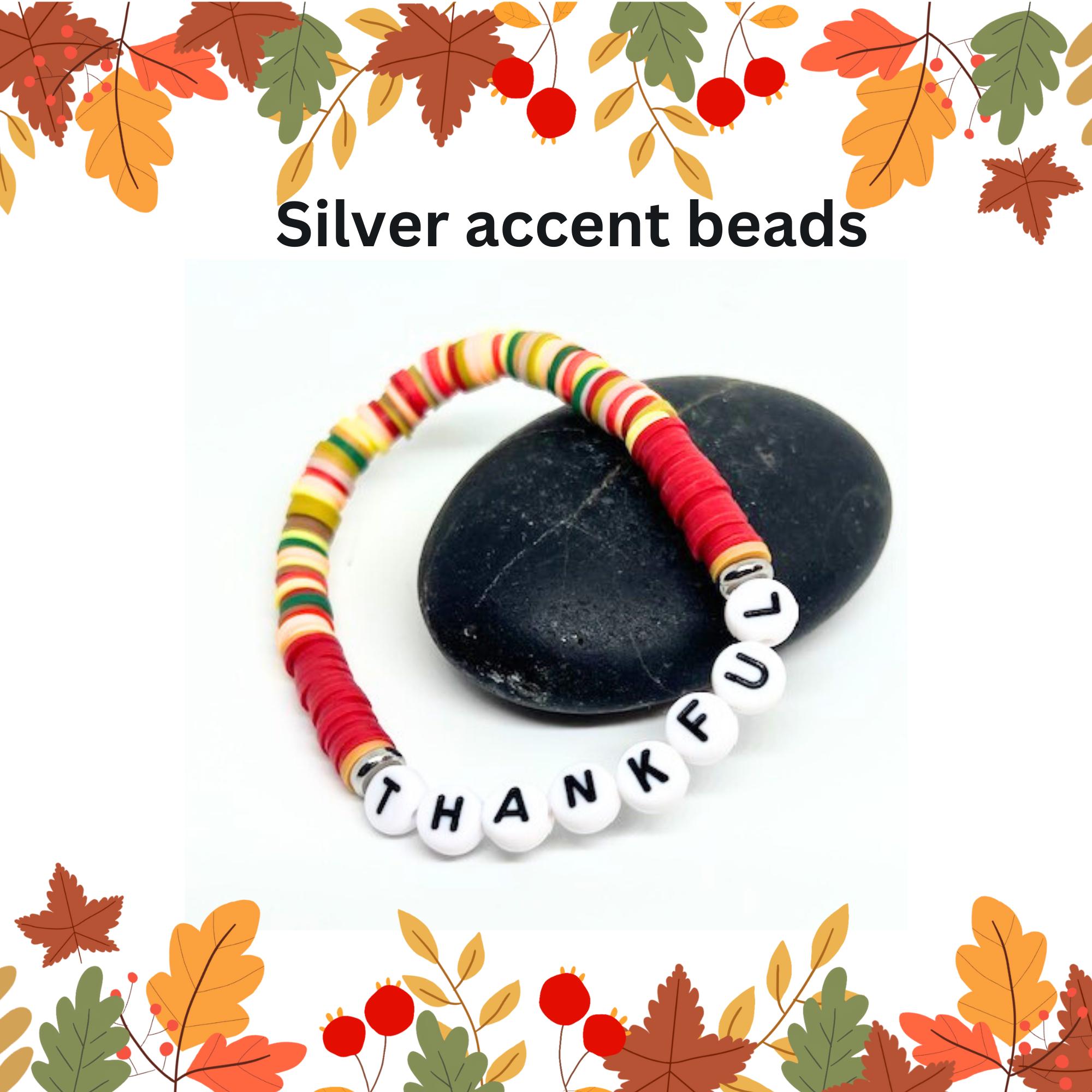 Thanksgiving Beaded Word Bracelet, Thankful Stretch Bracelet ...
