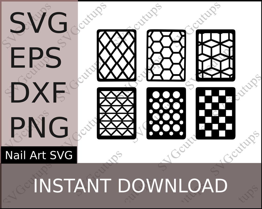 Nail Art SVG File, Geometric Nail Stencil Set, Nail Stencils Svg, Nail ...