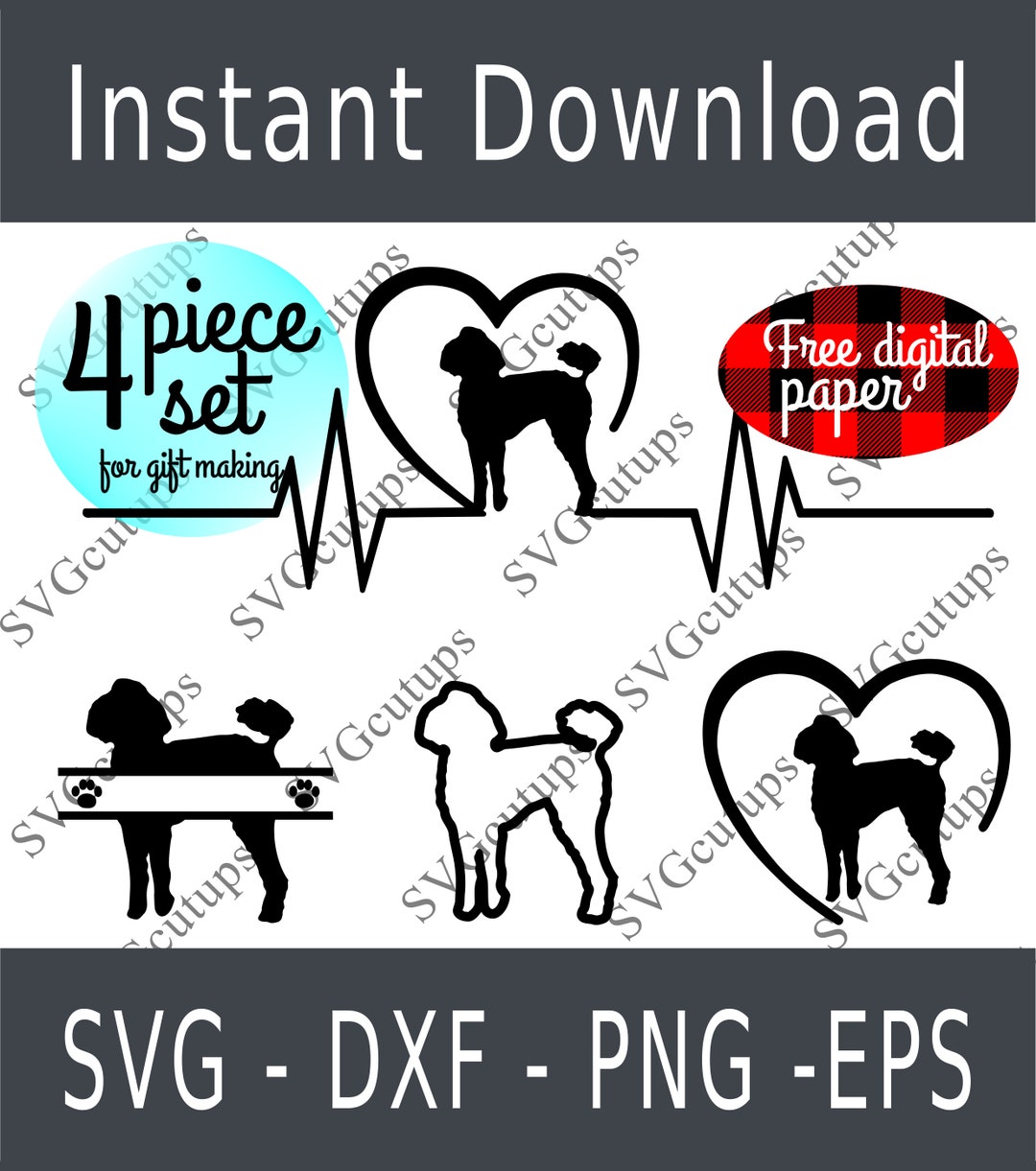 Standard Poodle Decal Set, Poodle Svg, Poodle Dxf, Poodle Png, Poodle ...