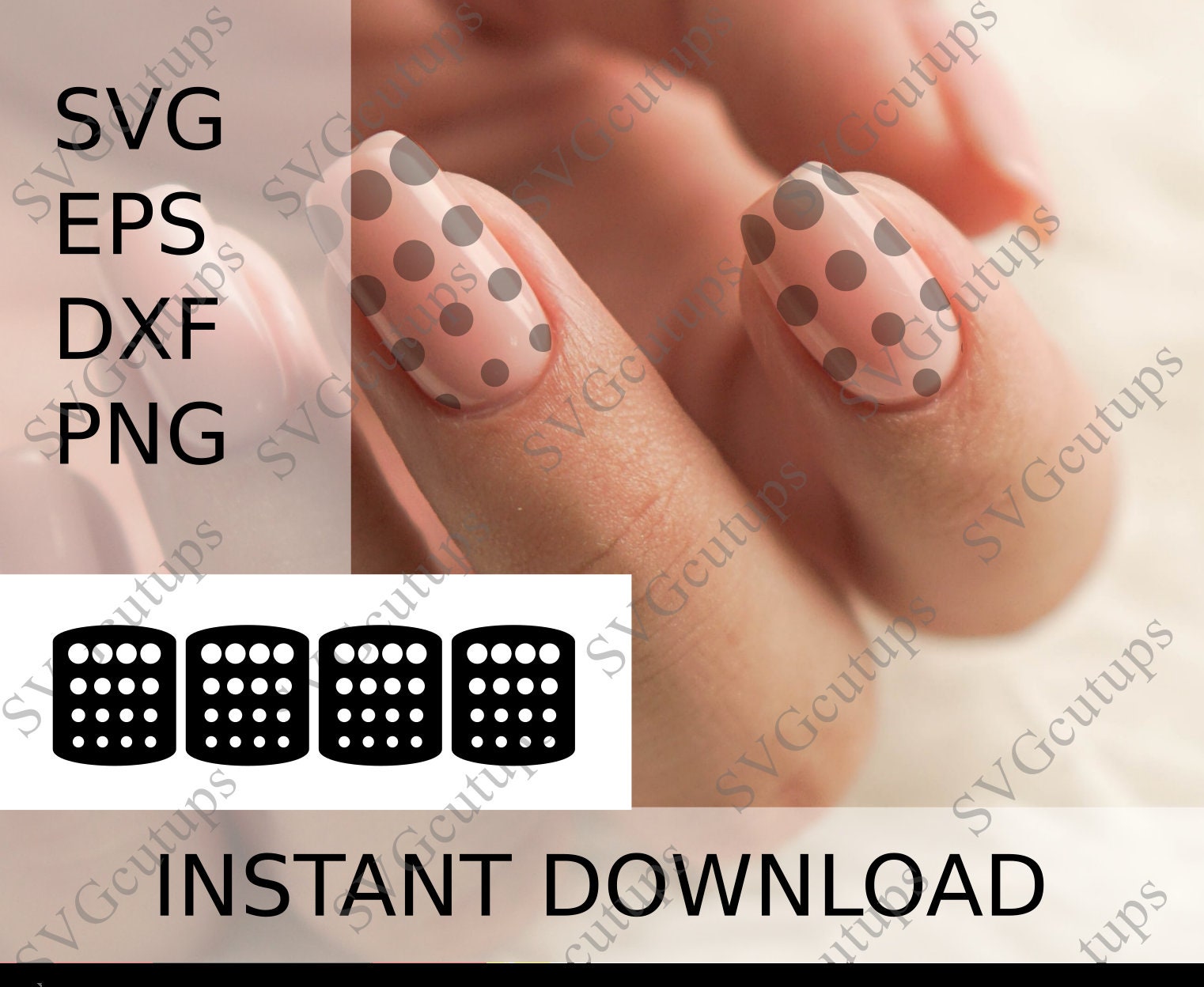 Nail Art SVG File Circle Grid Nail Stencil Nail Stencils - Etsy