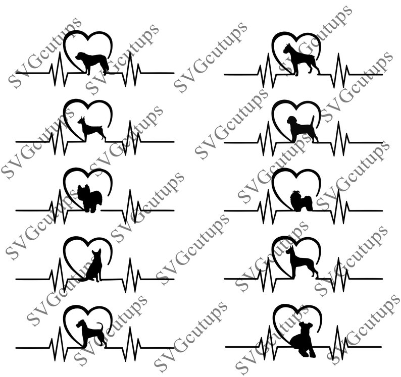 Dog heartbeat svg bundle dog breed svg bundle dog car decal | Etsy