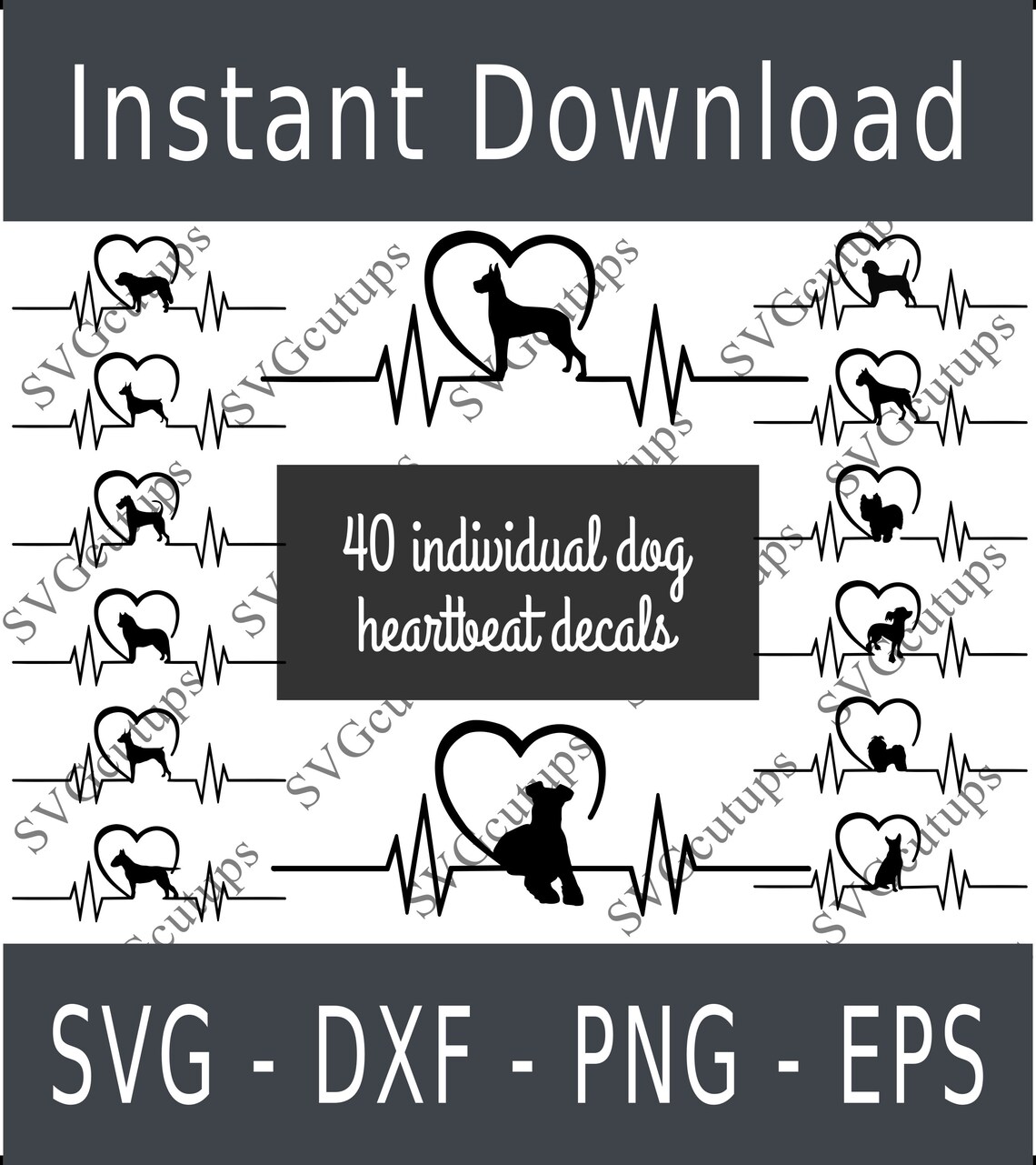 Dog heartbeat svg bundle dog breed svg bundle dog car decal | Etsy