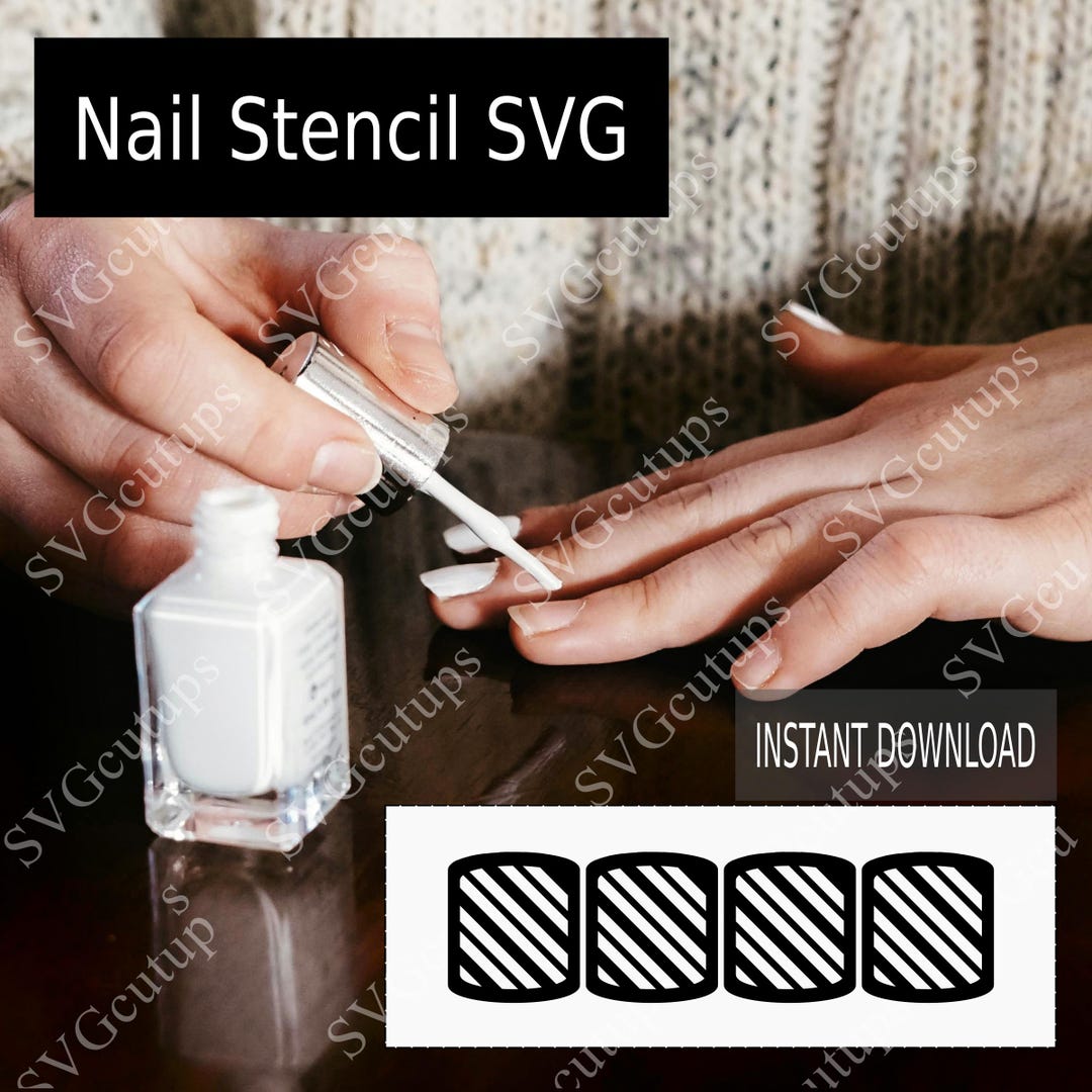 Nail Art SVG File, Candy Stripe Nail Stencil, Nail Stencils Svg, Candy ...