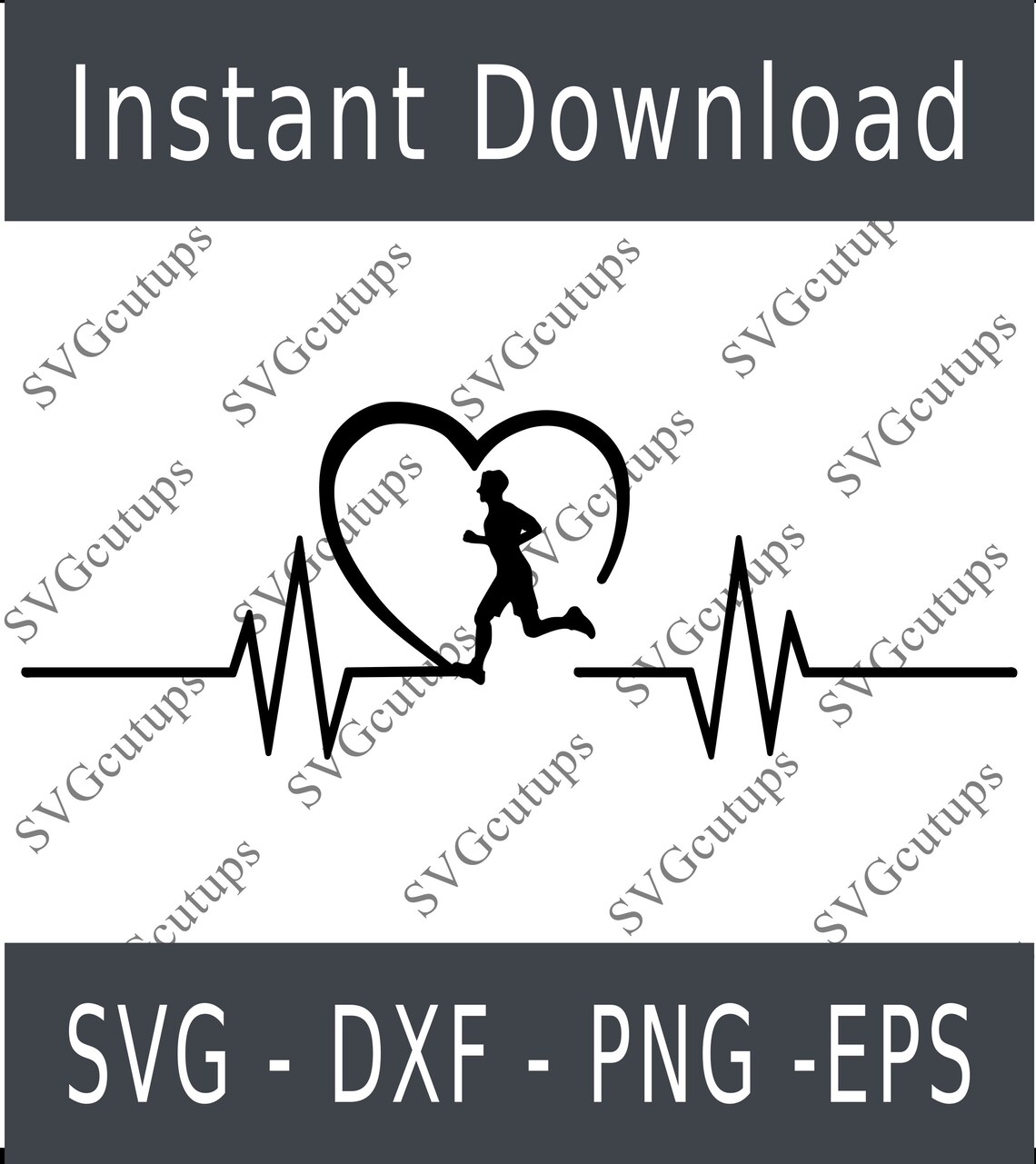 Running Heartbeat Svg Guy Running Svg Runner Svg Running | Etsy