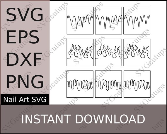 Nail Art SVG File Paint Drip Flame and Icicle Nail | Etsy