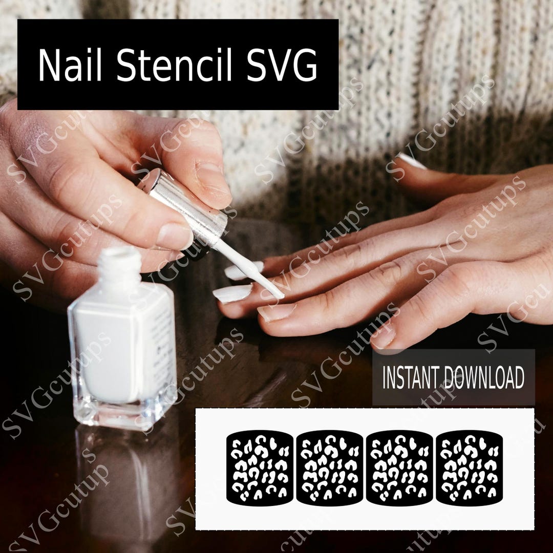 Nail Art SVG File, Leopard Print Nail Stencil, Cut File Made for Cricut ...