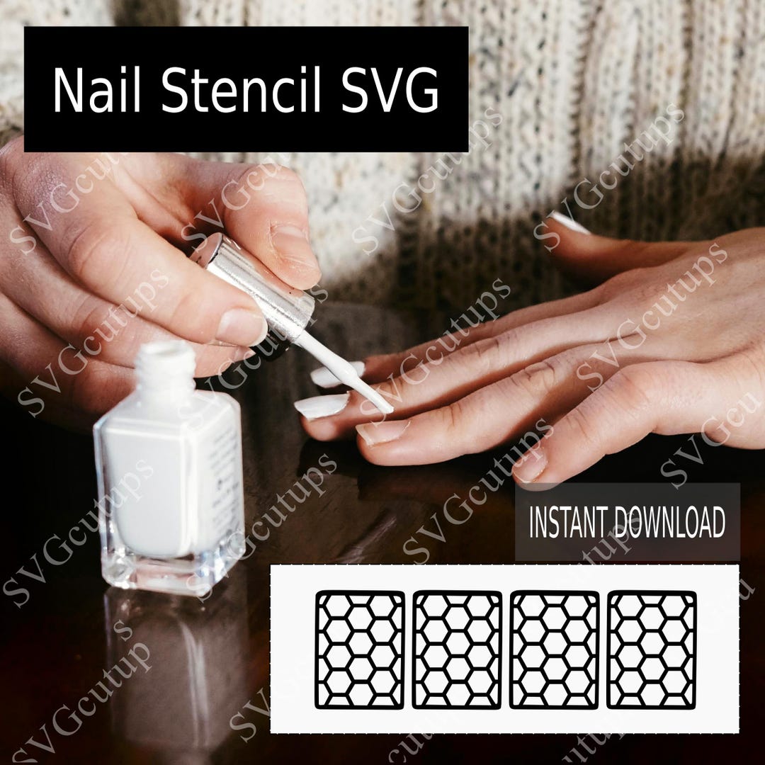 Nail Art SVG File, Honeycomb Block Nail Stencil, Nail Stencils Svg ...