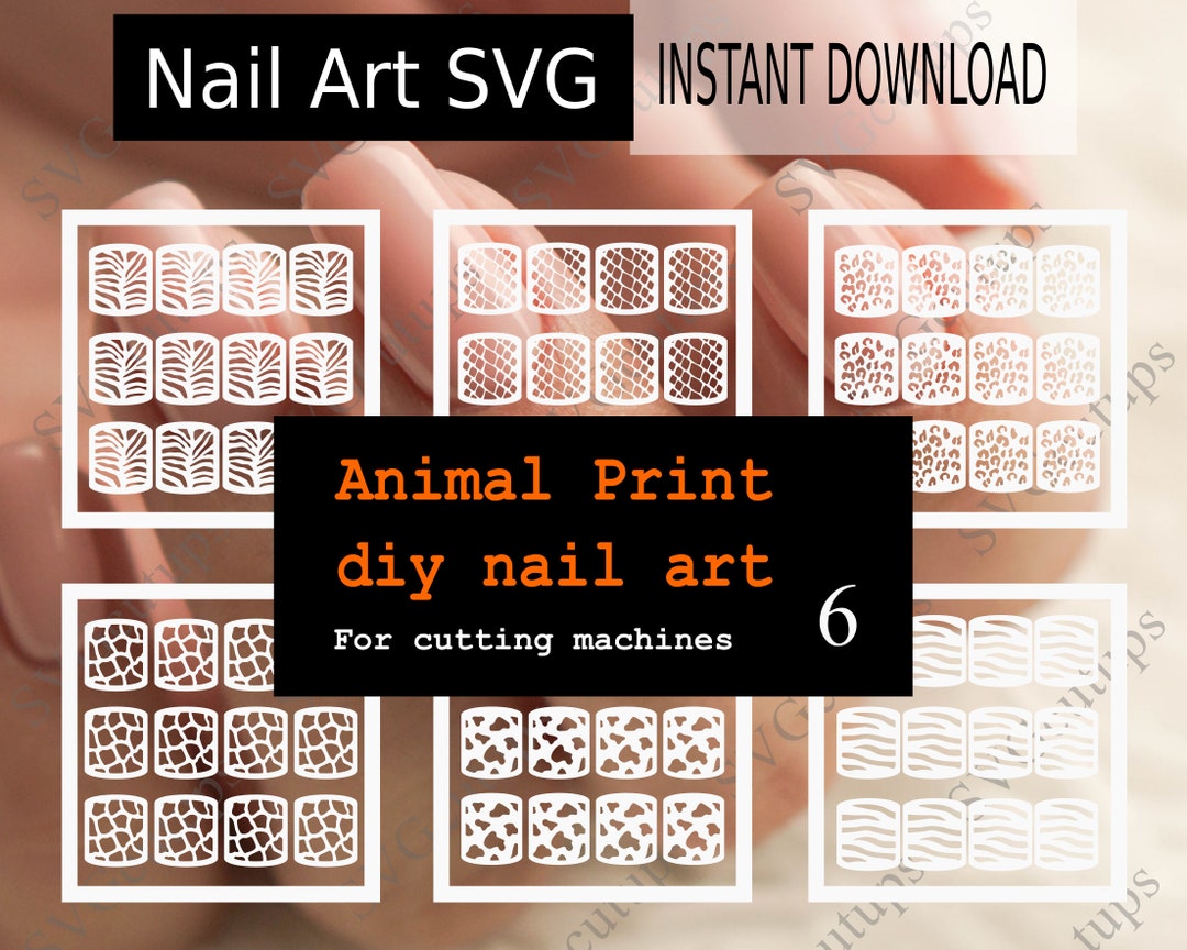 Nail Art SVG File, Animal Print Nail Stencil, Nail Stencils Svg, Nail ...