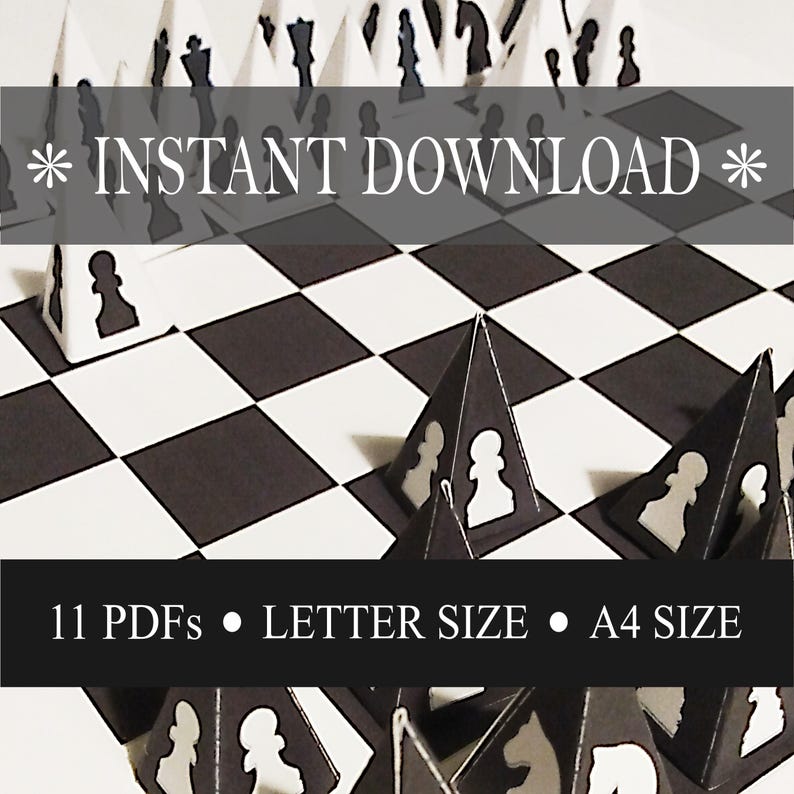 Printable Chess Game, Easy to Assemble, A4 and US Letter Size Pdfs ...