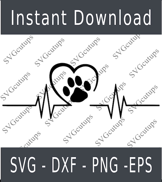 Paw Heartbeat Svg Paw Print Svg Dog Paw Svg Cut File Heart | Etsy Canada