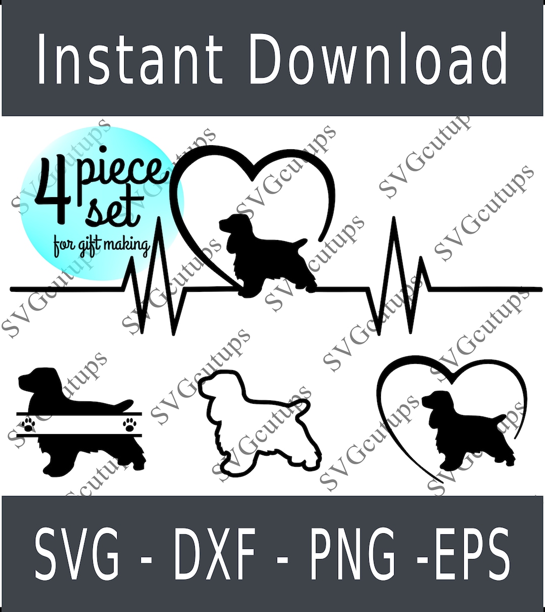 Cocker Spaniel Decal Set Svg, Cut File, Cocker Spaniel Dxf, Cocker ...