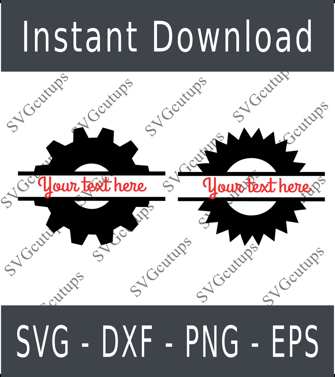 Gear Split Monogram Svg, Gear Split Frame Cut File, Gear Svg, Dxf File ...