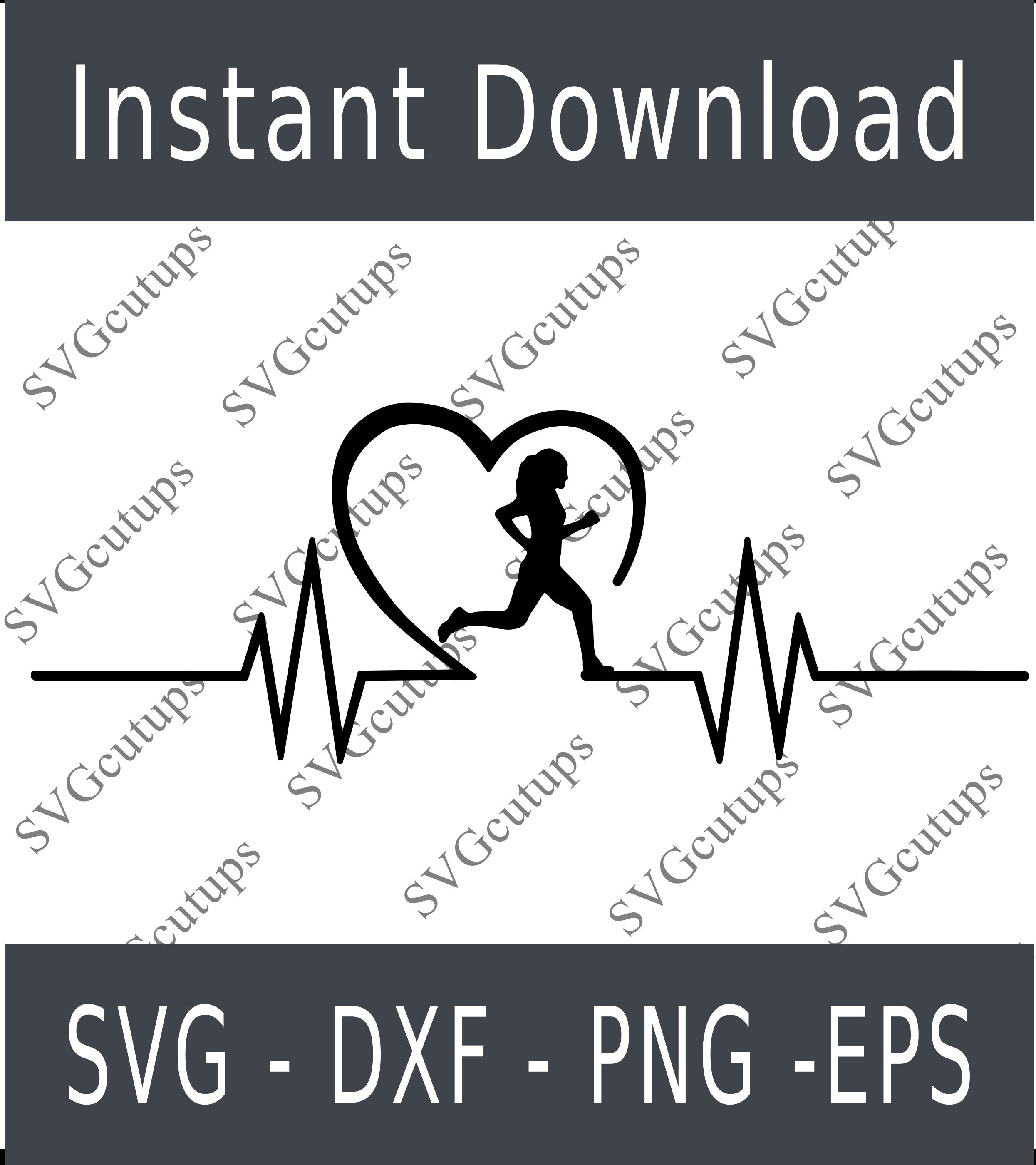 Running Heartbeat Svg Running Woman Svgrunner Svgrunning - Etsy