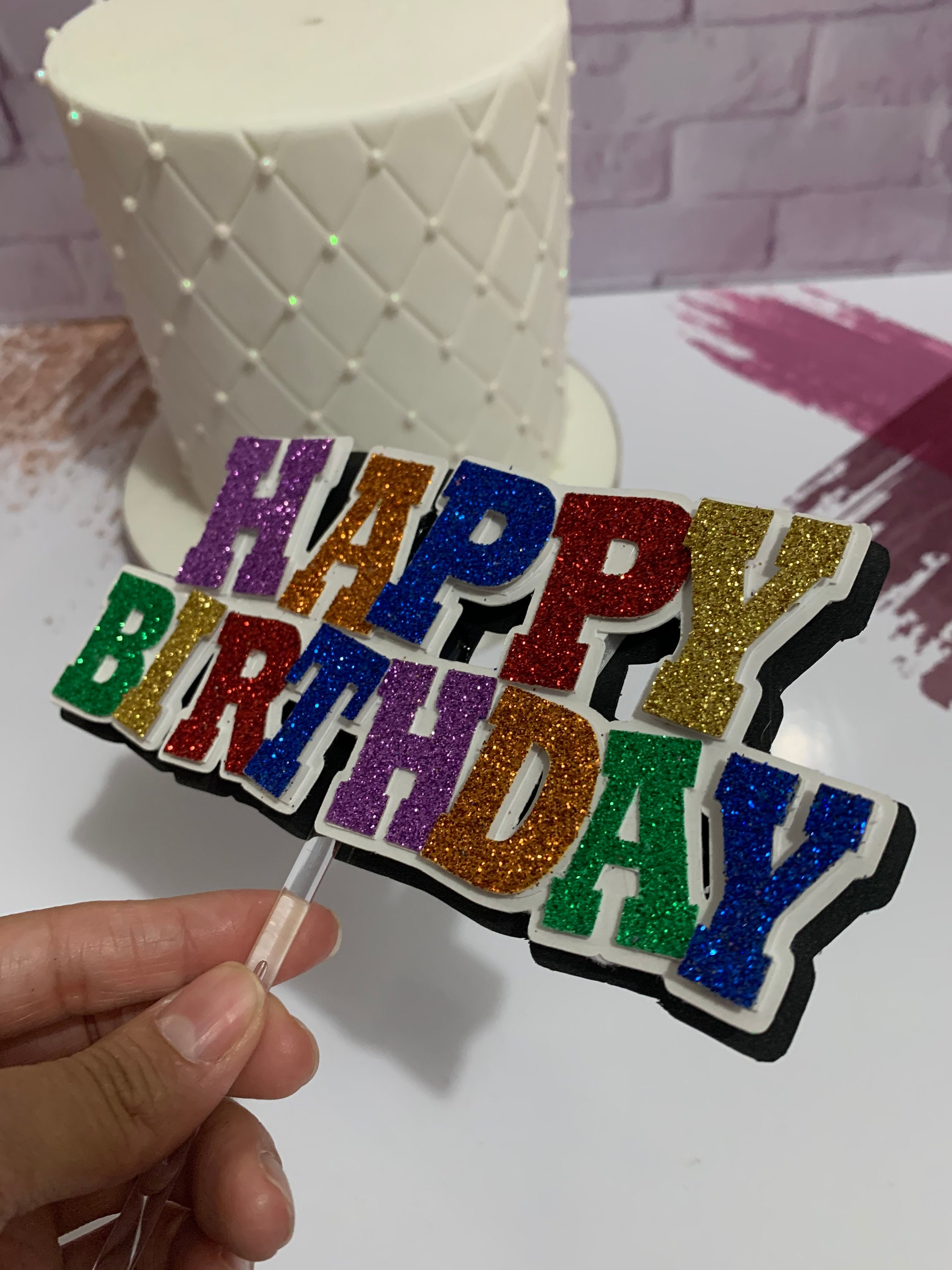 Caketopper digital HBD Color SVG Cutting Template - Etsy