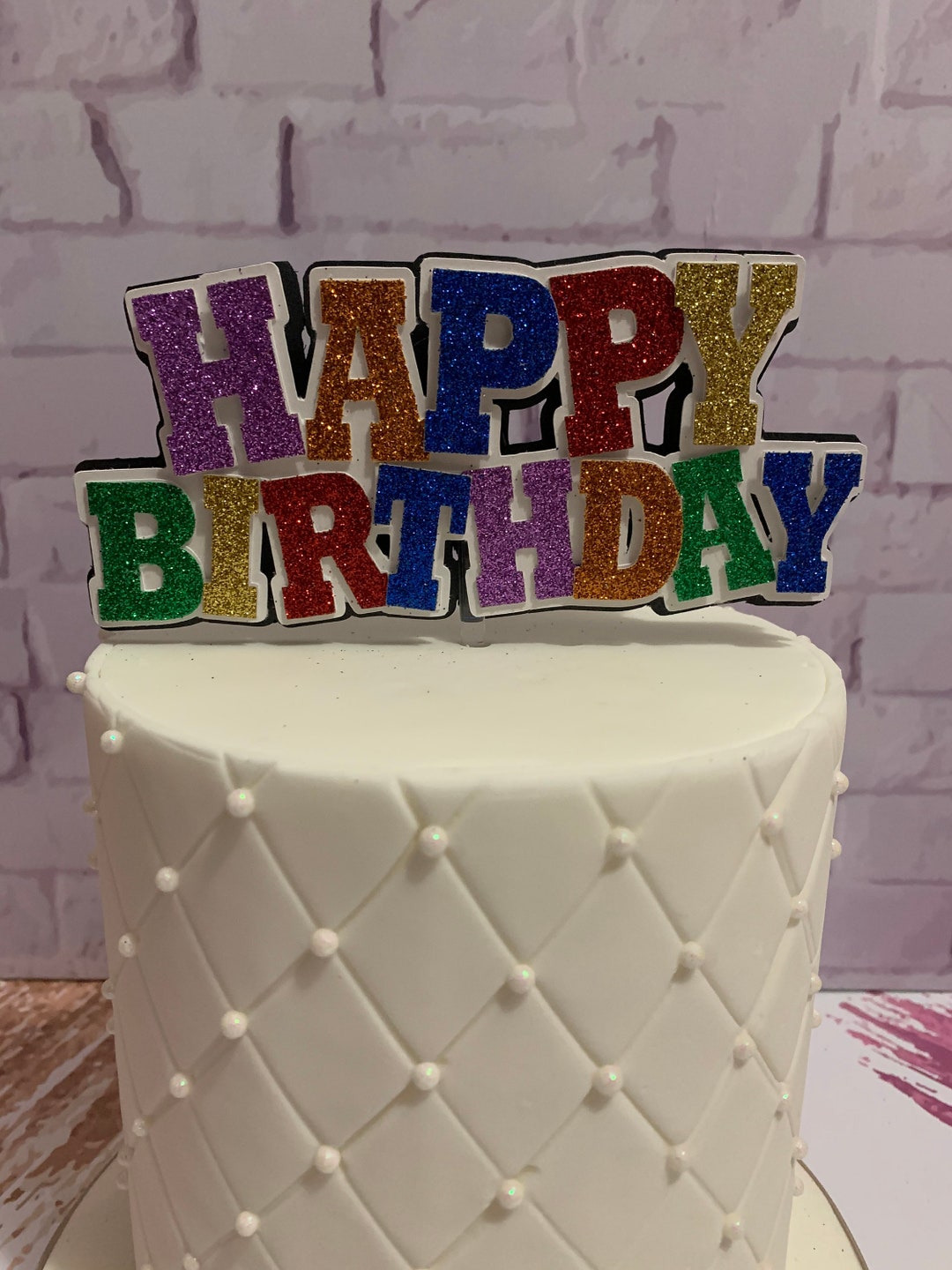 Caketopper digital HBD Color SVG Cutting Template - Etsy