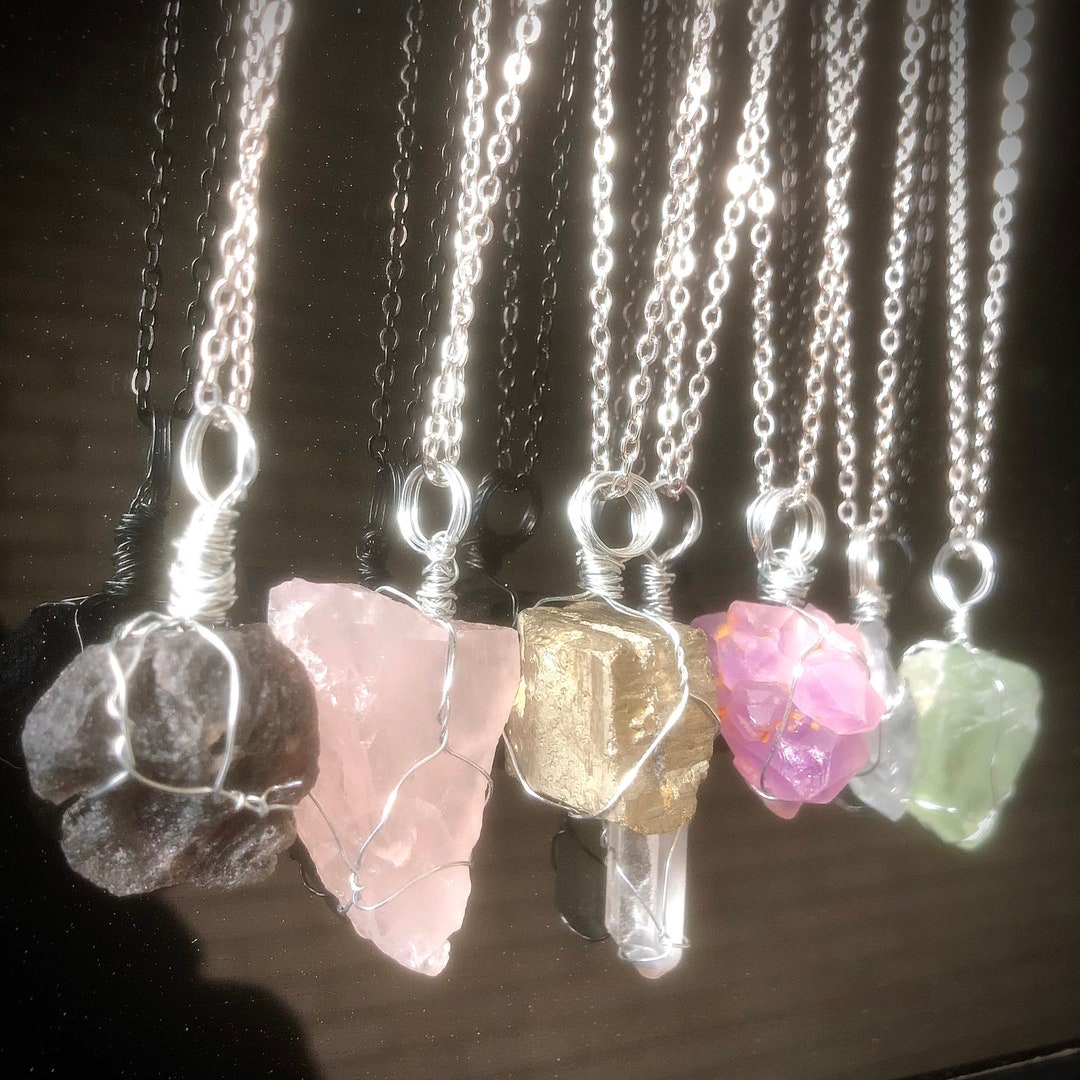 GENUINE Crystal Necklace Silver Raw Crystal Necklace Raw Crystal ...