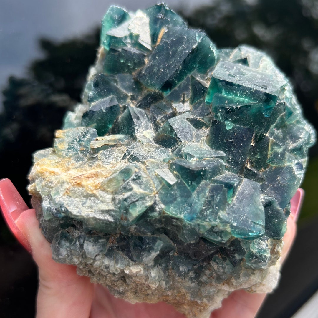 CUBIC FLUORITE Green Cubic Fluorite Raw Fluorite Large Fluorite Crystal ...