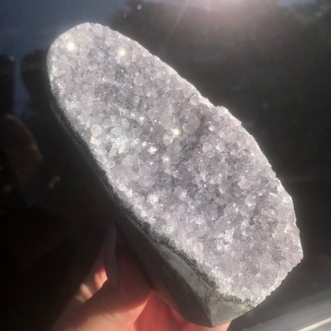 HIGH QUALITY Druzy Amethyst Geode Gray Amethyst Gray Cut Based Amethyst ...
