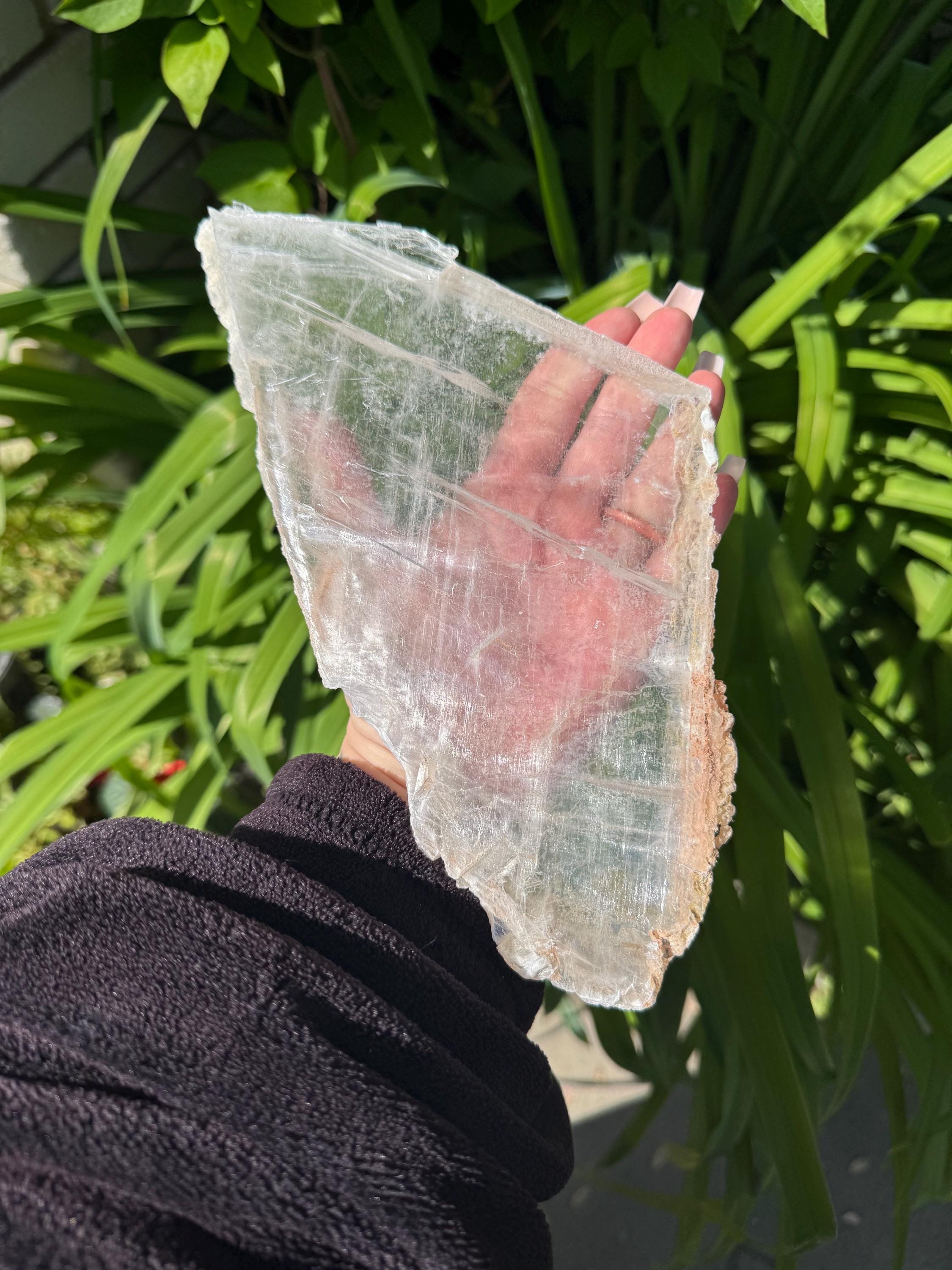 NATURAL SELENITE PLATE Clear Selenite Raw Selenite Plate White Selenite ...