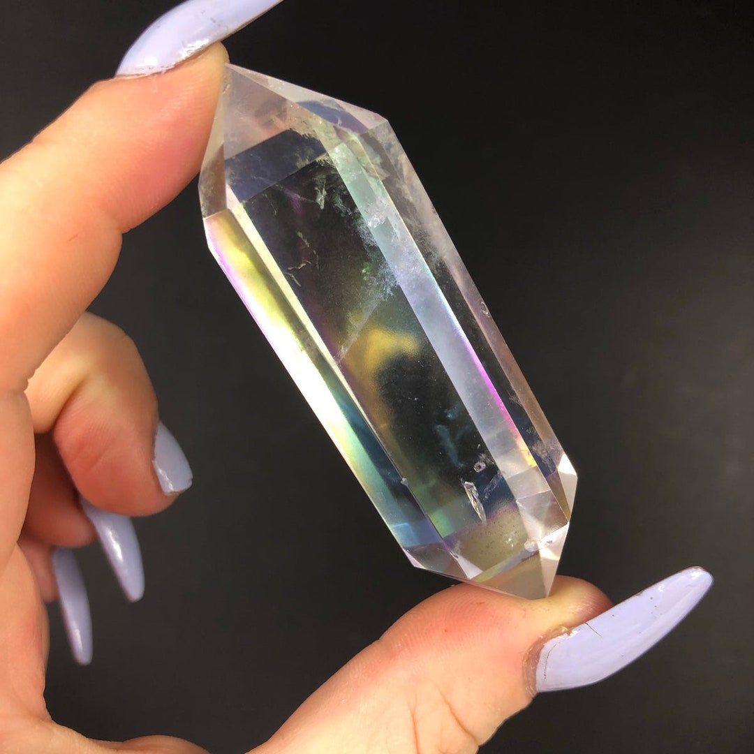 Rainbow ANGEL AURA QUARTZ Double Point Crystal Double - Etsy