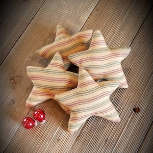 Christmas Star,stuffed Primitive Star,red and Green Striped Christmas ...
