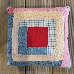 Vintage Log Cabin Pillow,log Cabin Block,vintage Decor,vintage Pillow ...