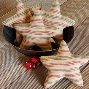 Christmas Star,stuffed Primitive Star,red and Green Striped Christmas ...