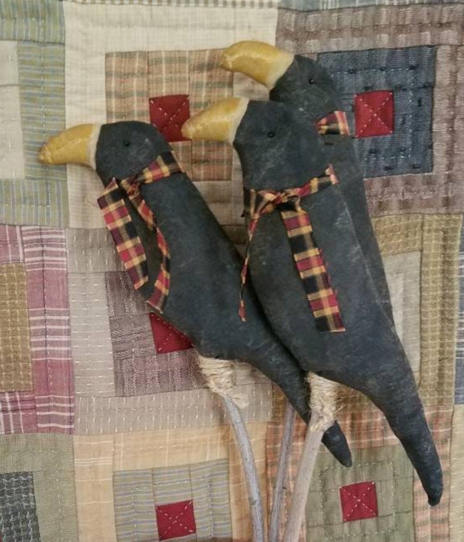 Primitive Stuffed Crow Black Crow on a Stickstuffed Rustic - Etsy