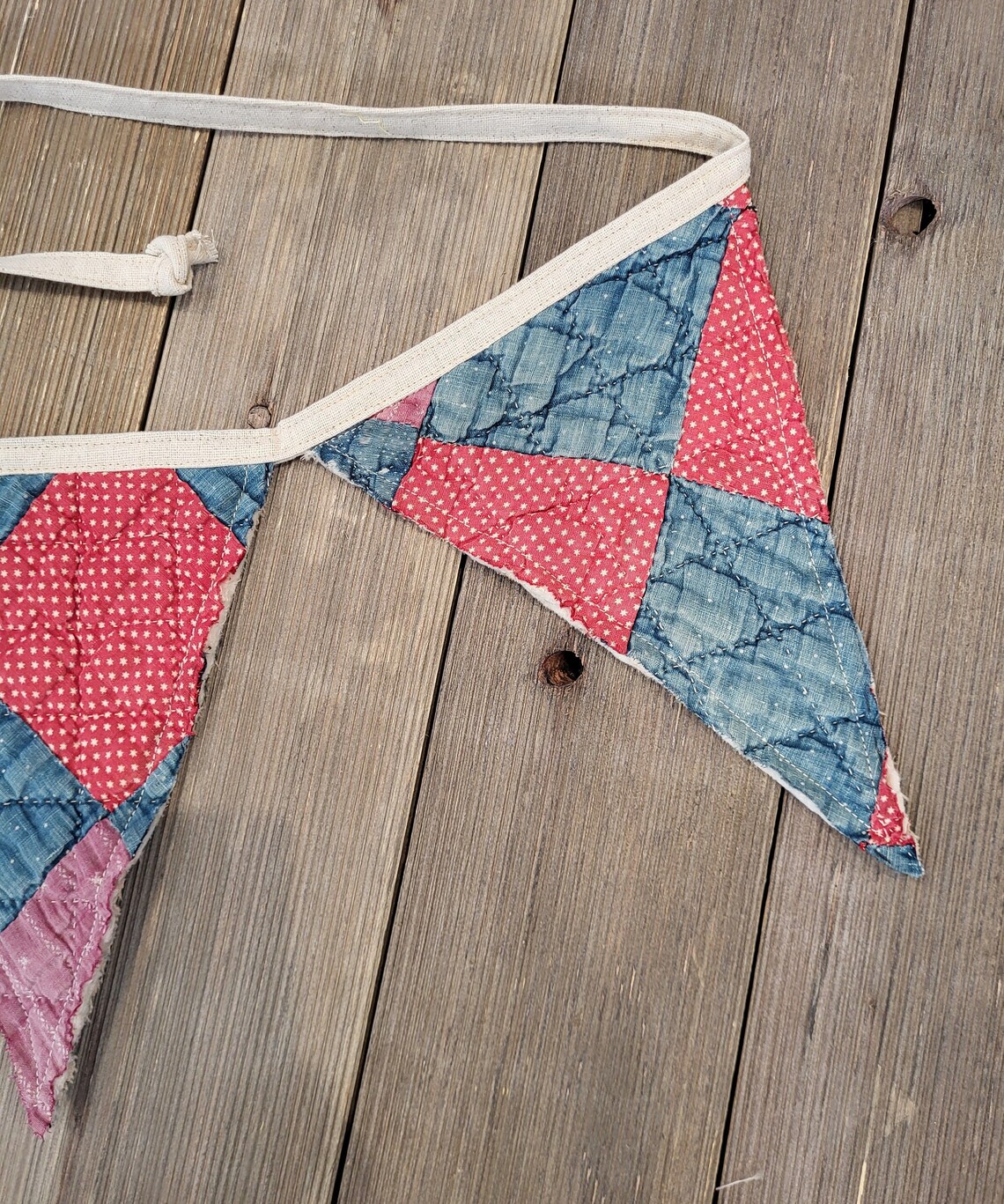 Quilted Banner,vintage Quilt Pennant Banner,repurposed Quilt,quilted ...