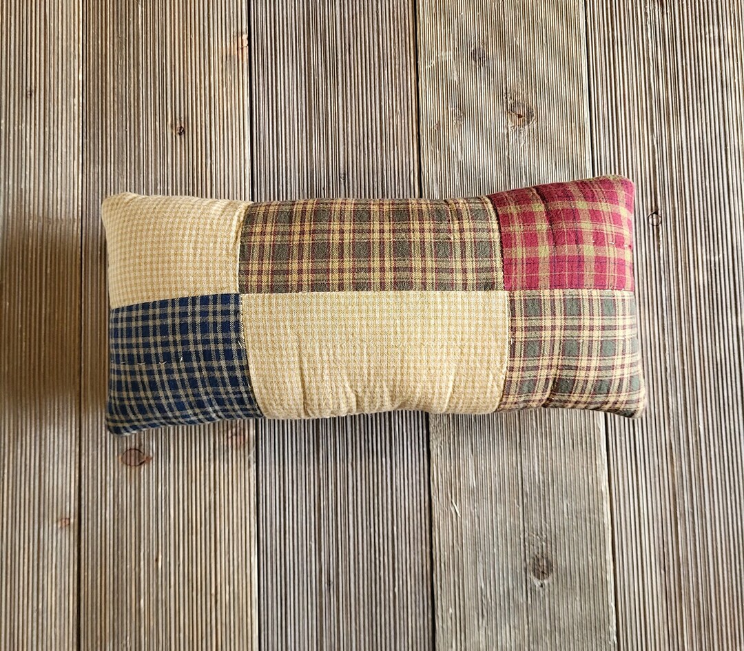 Primitive Quilted Pillow,lumbar Pillow,repurposed Quilt,farmhouse ...