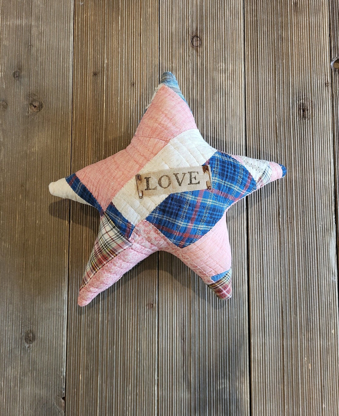 Love Star Pillow,primitive Star Pillow,inspirational Gift,repurposed ...