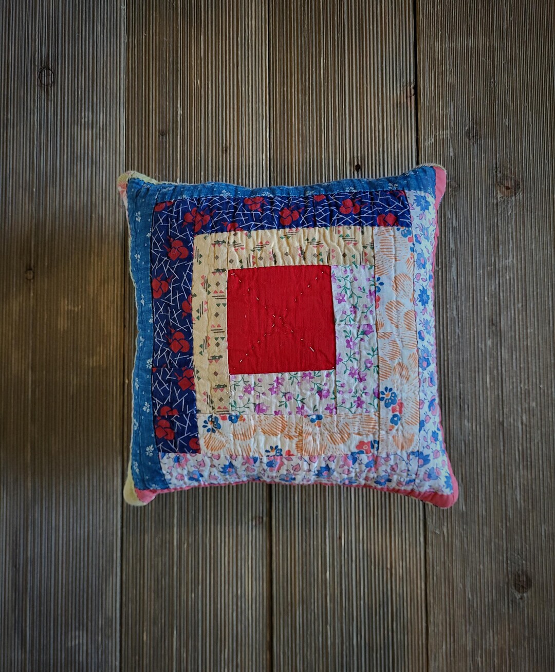 Vintage Log Cabin Pillow,log Cabin Block,vintage Decor,vintage Pillow ...