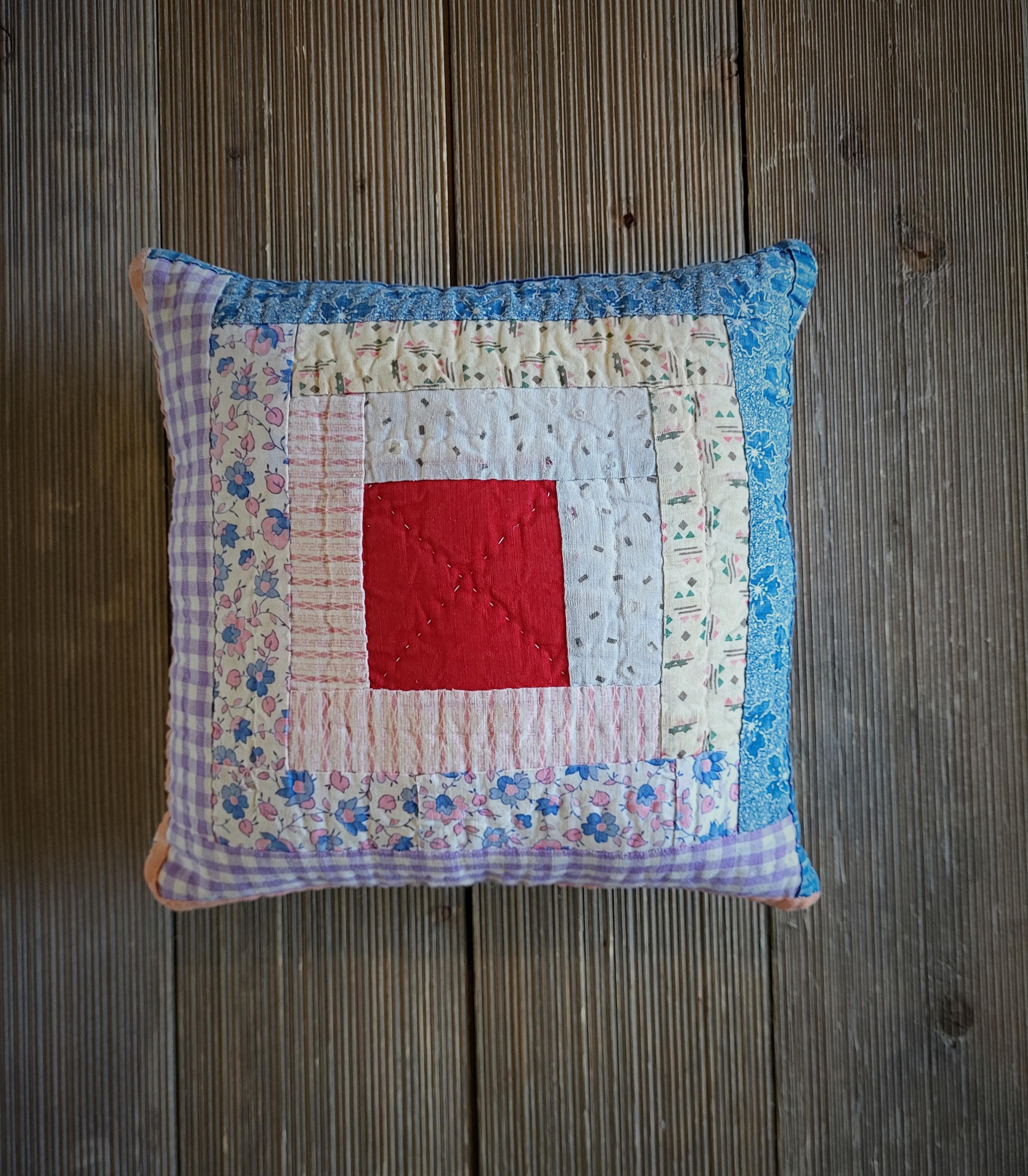 Vintage Log Cabin Pillow,log Cabin Block,vintage Decor,vintage Pillow ...