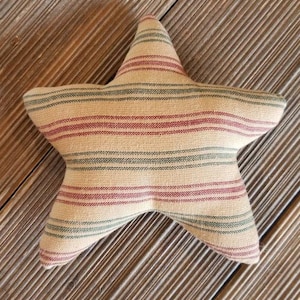 Christmas Star,stuffed Primitive Star,red and Green Striped Christmas ...