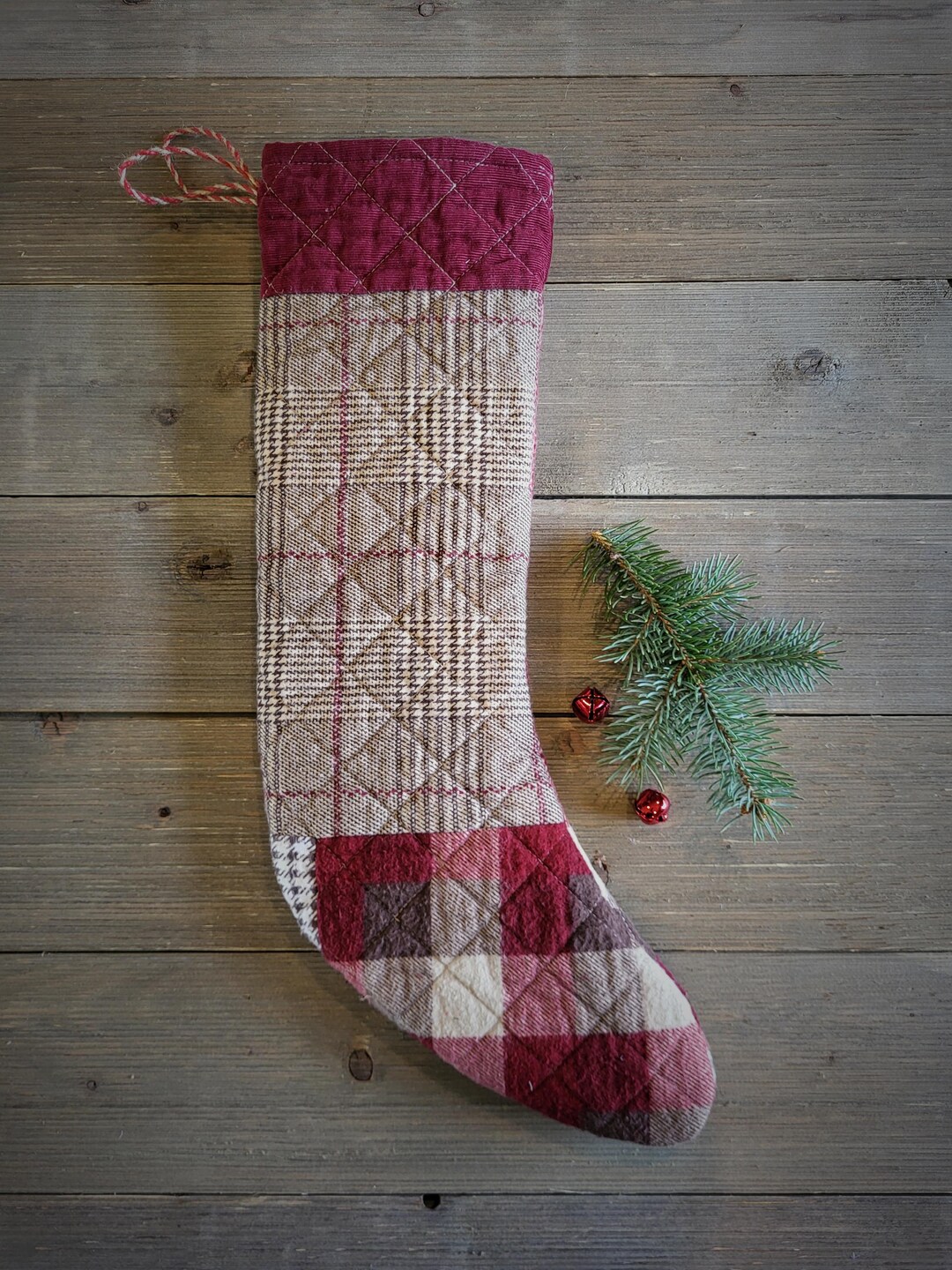 Quilted Christmas Stocking,primitive Christmas Stocking,christmas ...