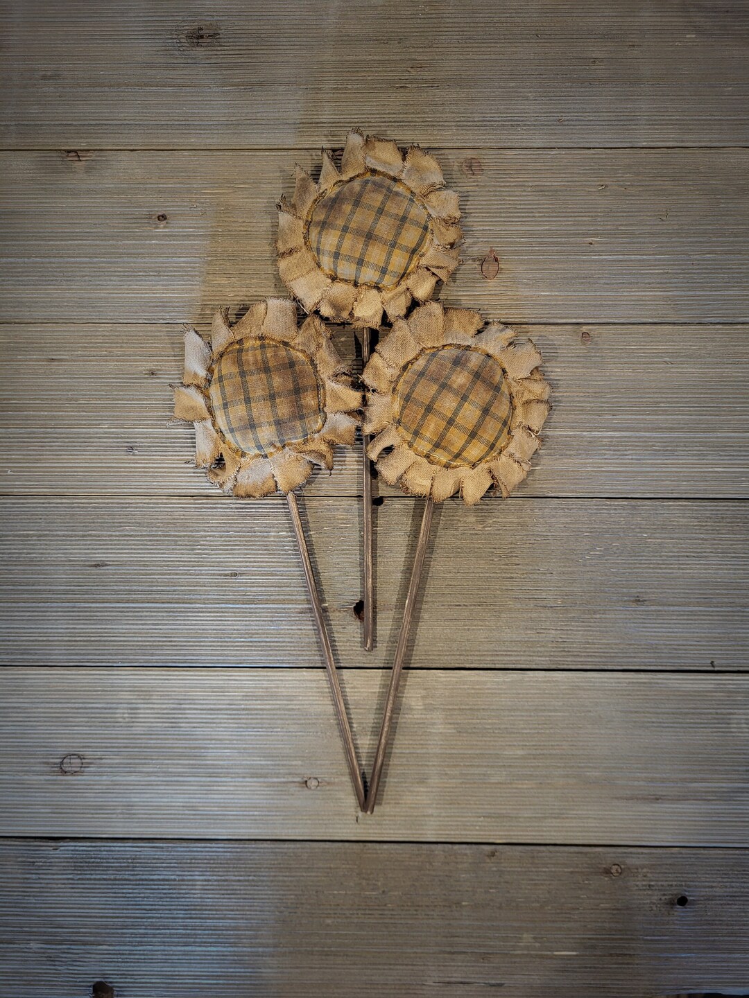 Primitive Sunflowers, Bundle of 3 Sunflowers,grungy Coffee Stained ...