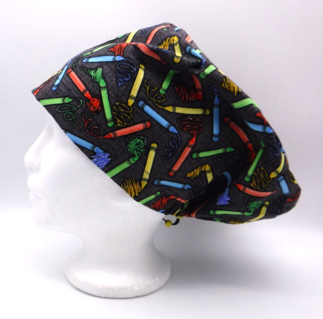 Crayons Scrub Hat, Euro Style Hat, Adjustable Hat, OR Hat, Surgery Hat ...