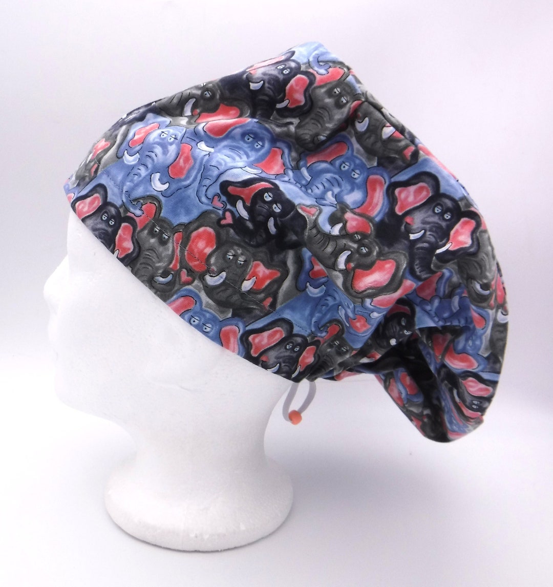 Elephant Scrub Hat, Euro Style Hat, Adjustable Hat, OR Hat, Surgery Hat ...