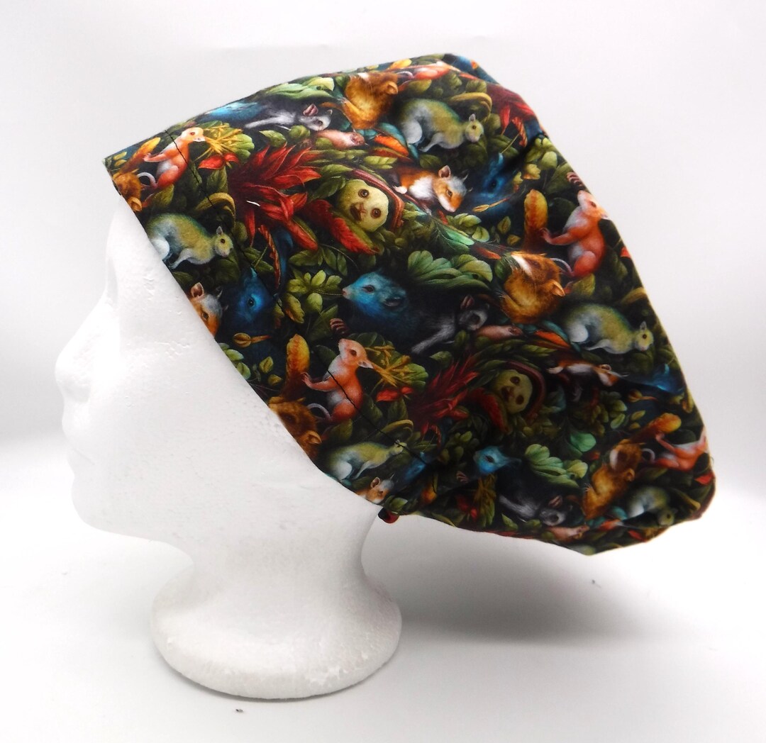Night Critters Euro Style Scrub Hat, Adjustable OR Hat - Etsy