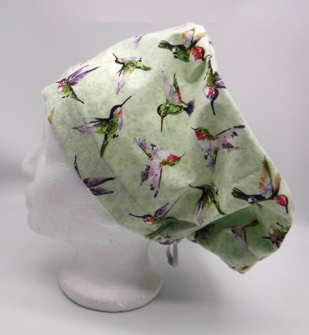 Hummingbirds Scrub Hat, Euro Style Hat, Adjustable Hat, OR Hat, Surgery ...