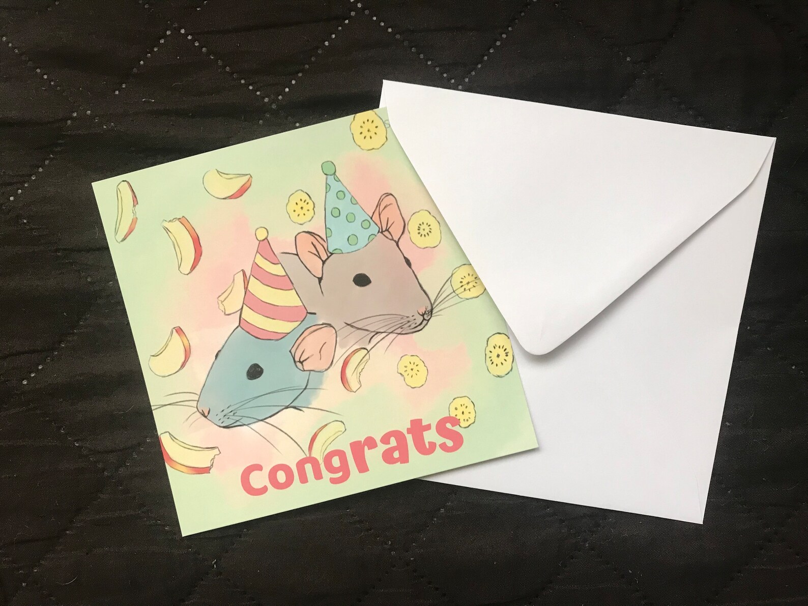 Congrats Birthday Card Fancy Rat Illustration Postcard Graduation Card ...