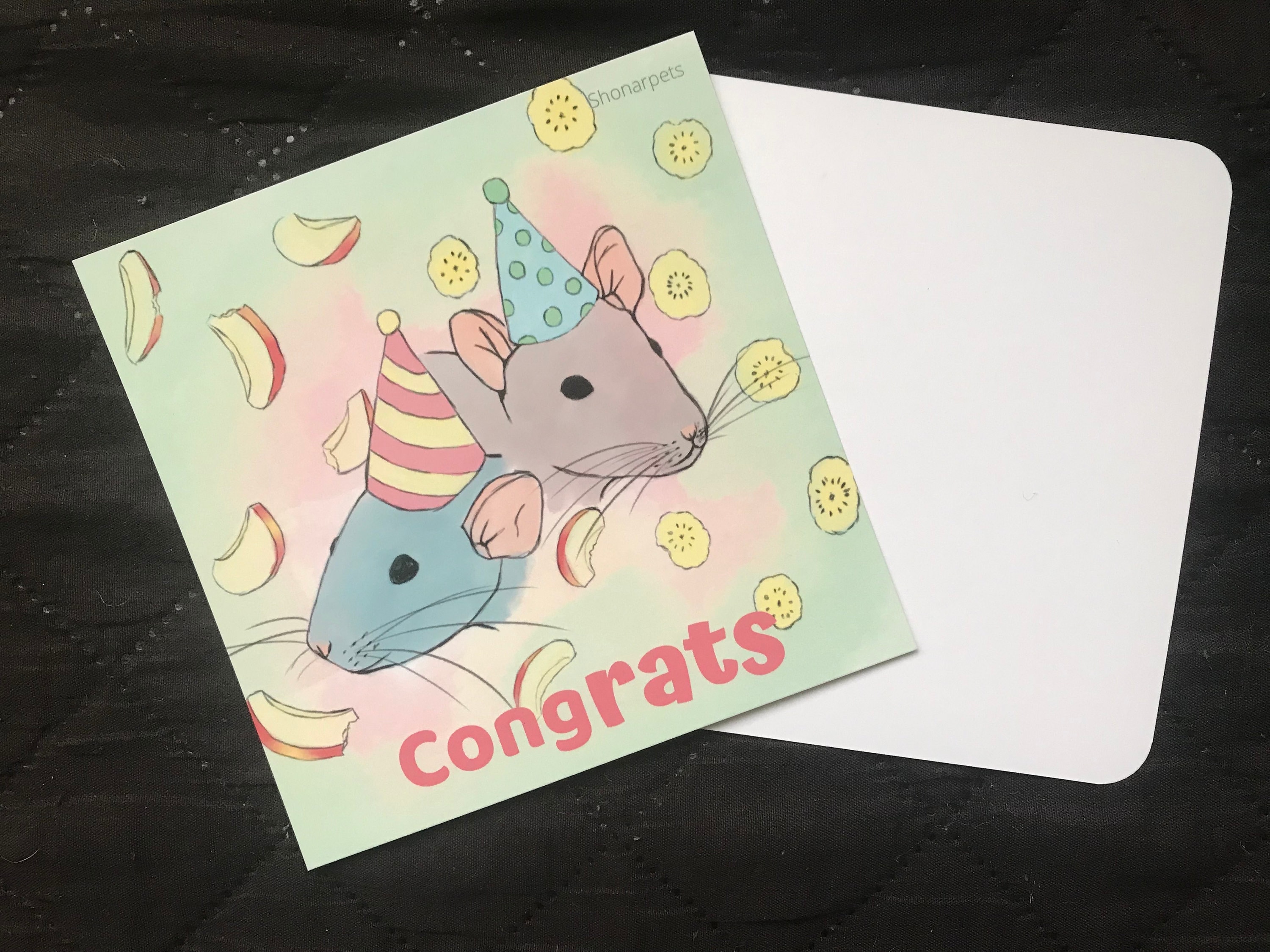 Congrats Birthday Card Fancy Rat Illustration Postcard Graduation Card ...