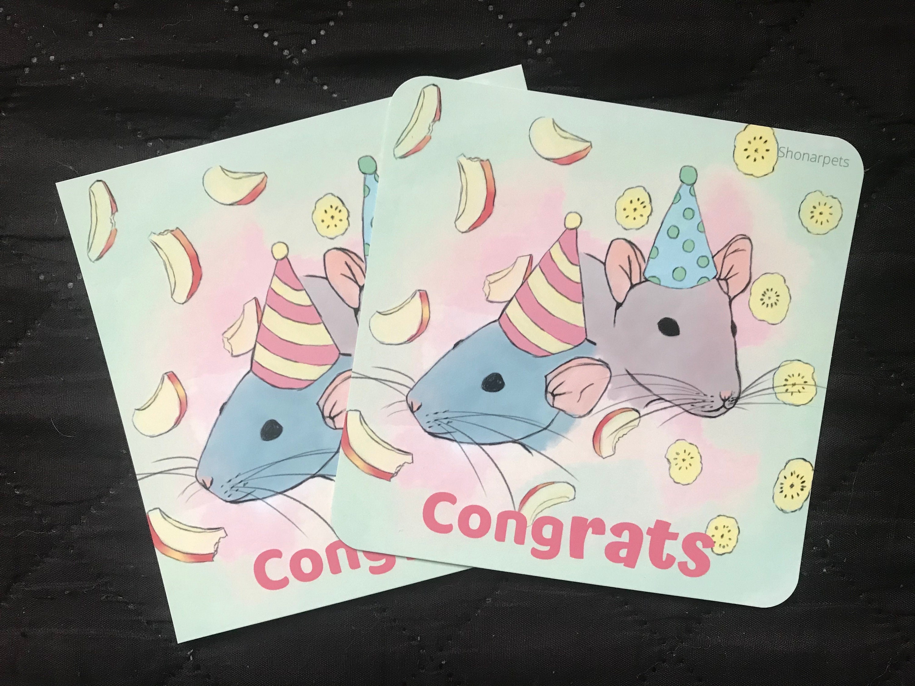 Congrats Birthday Card Fancy Rat Illustration Postcard Graduation Card ...
