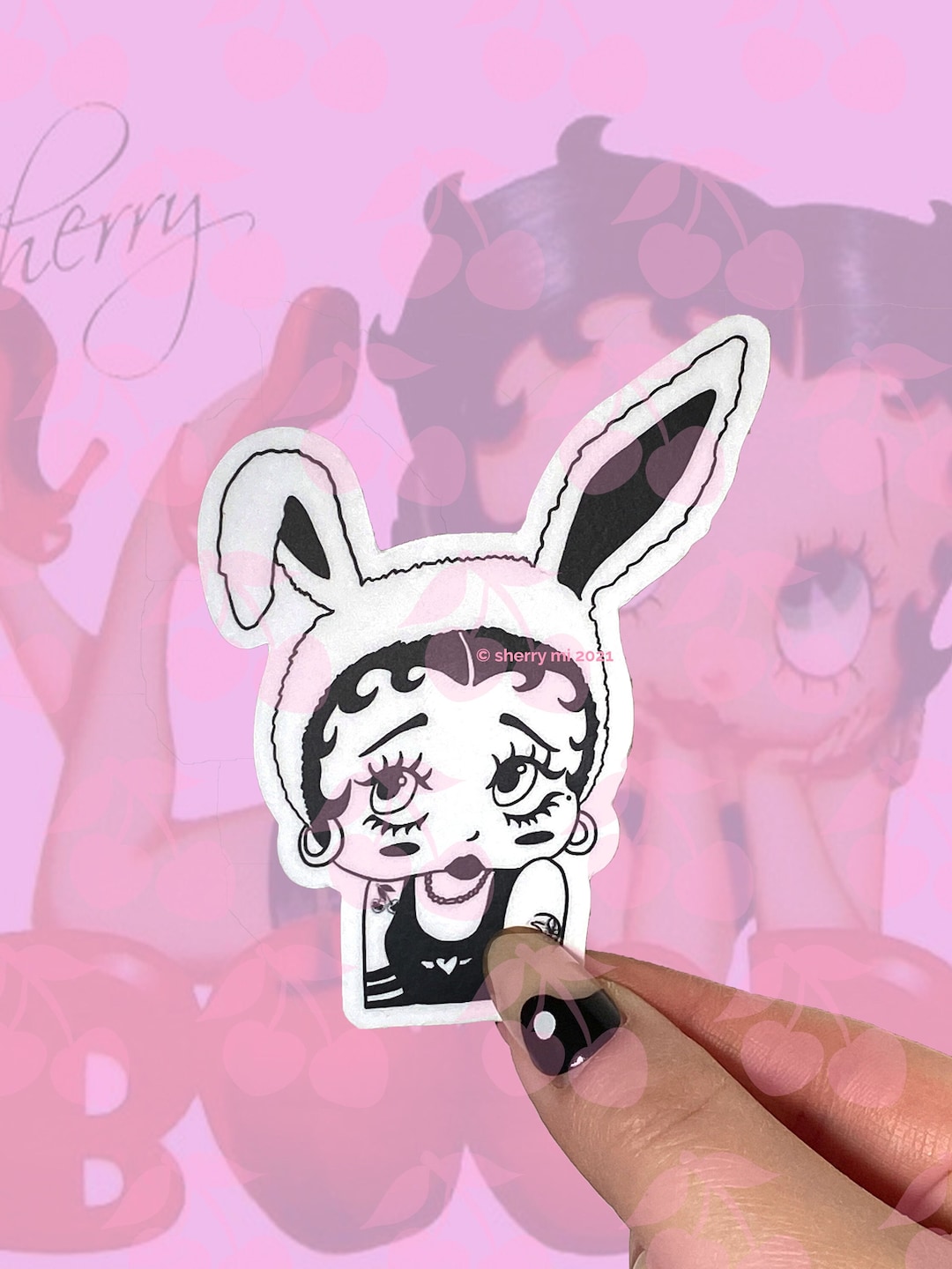 Goth Betty Boop Sticker, Y2k Cartoon Laptop Decal, Phone Case Sticker ...