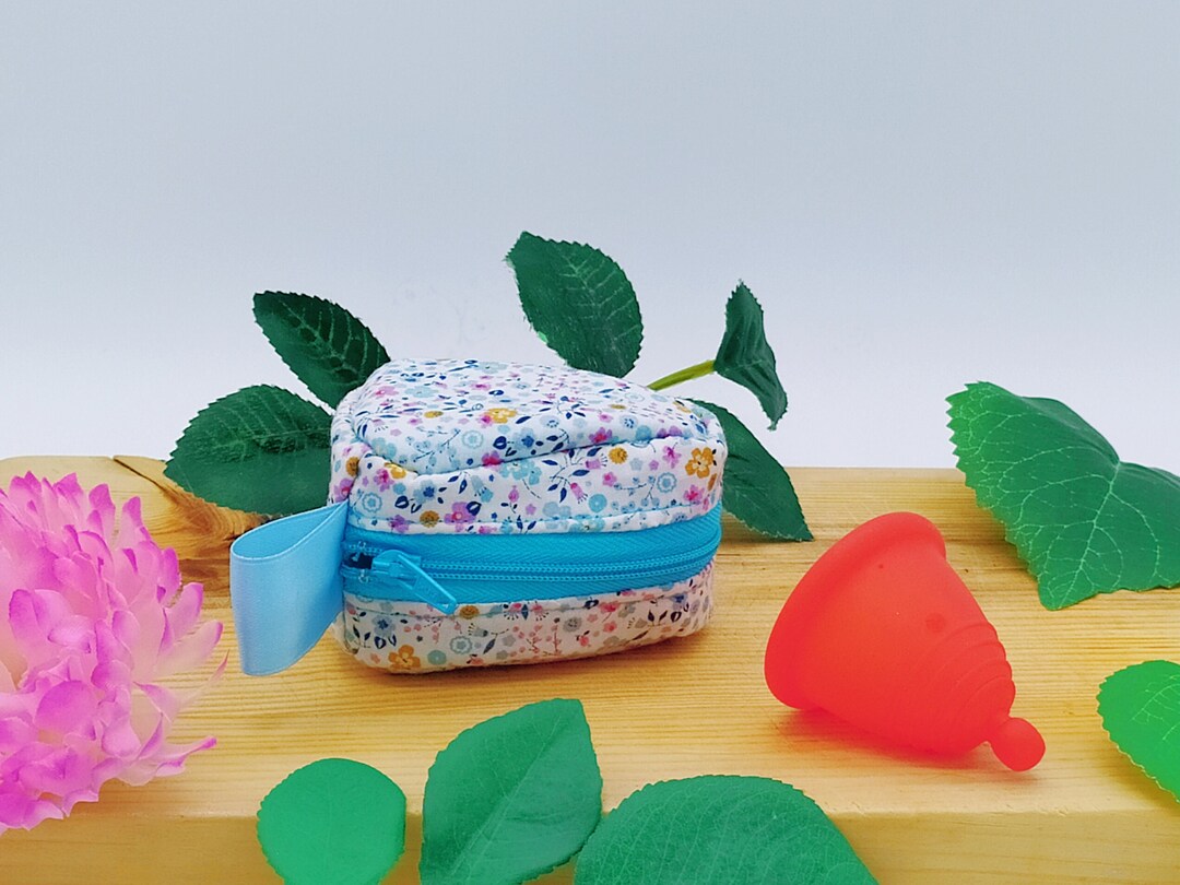 Menstrual Cup Case Blue Flowers, Menstrual Cup Pouch, Menstrual Cup Bag ...