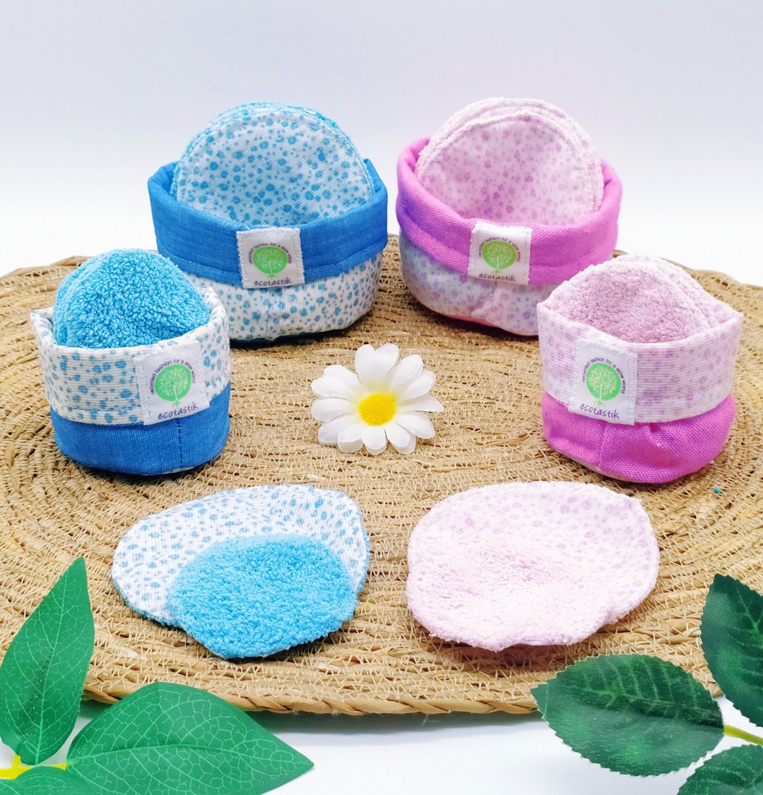 Mini Flower Makeup Remover Pads, Cotton Face Discs Blue and Pink, Eco ...
