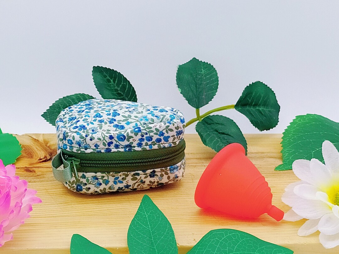 Menstrual Cup Case Military Green and Blue Flowers Menstrual - Etsy